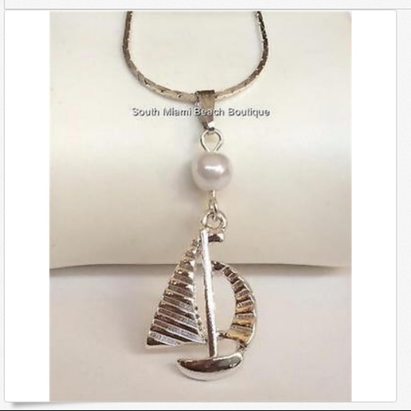 South Miami Beach Boutique | Jewelry | Silver Pearl Sailboat Necklace ...